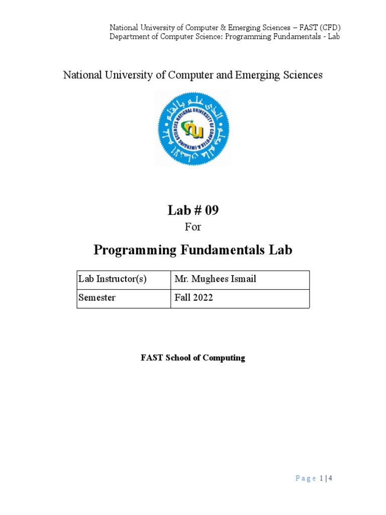Lab 09 | PDF | Array Data Structure | Computer Program