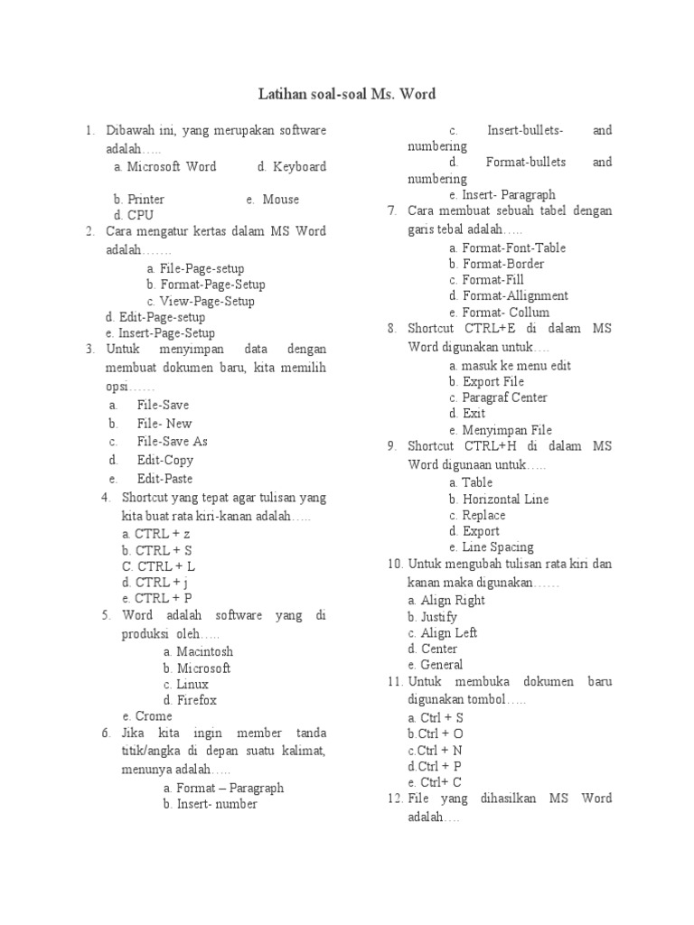 Latihan Soal Word | PDF