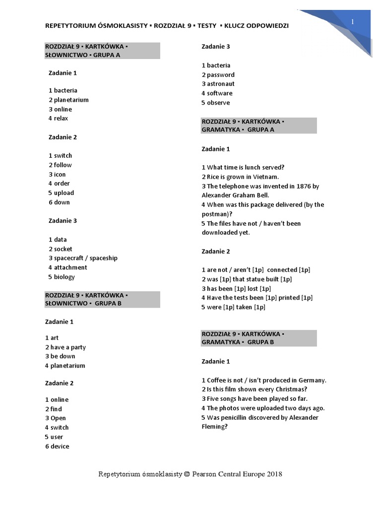 REP8 Unit 9 Klucz Odpowiedzi | PDF | Computing | Software Engineering