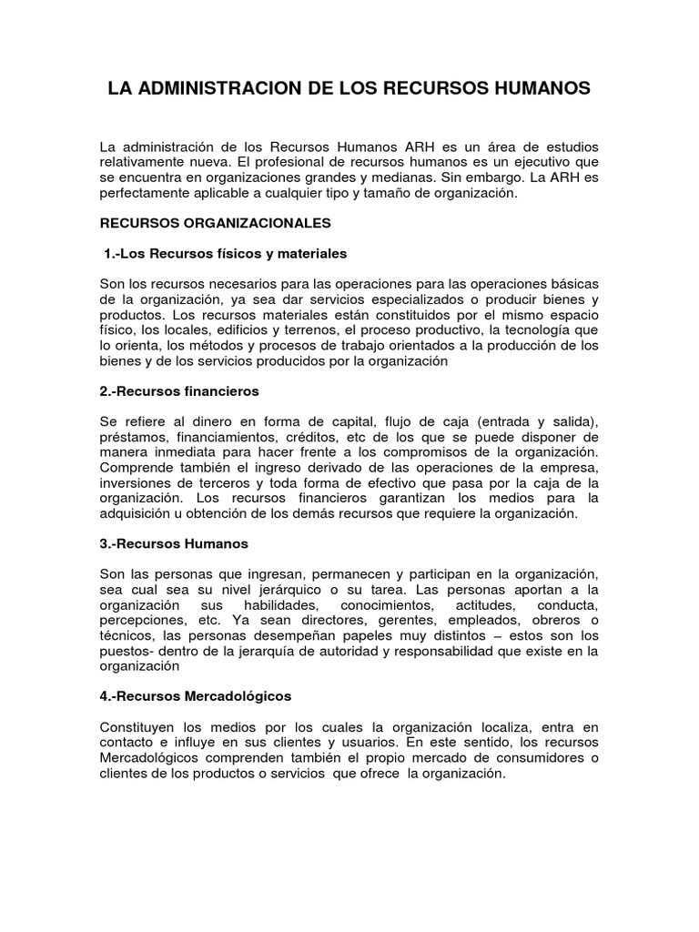 La Administracion de Los Recursos Humanos | PDF | Gestión de recursos humanos | Salario