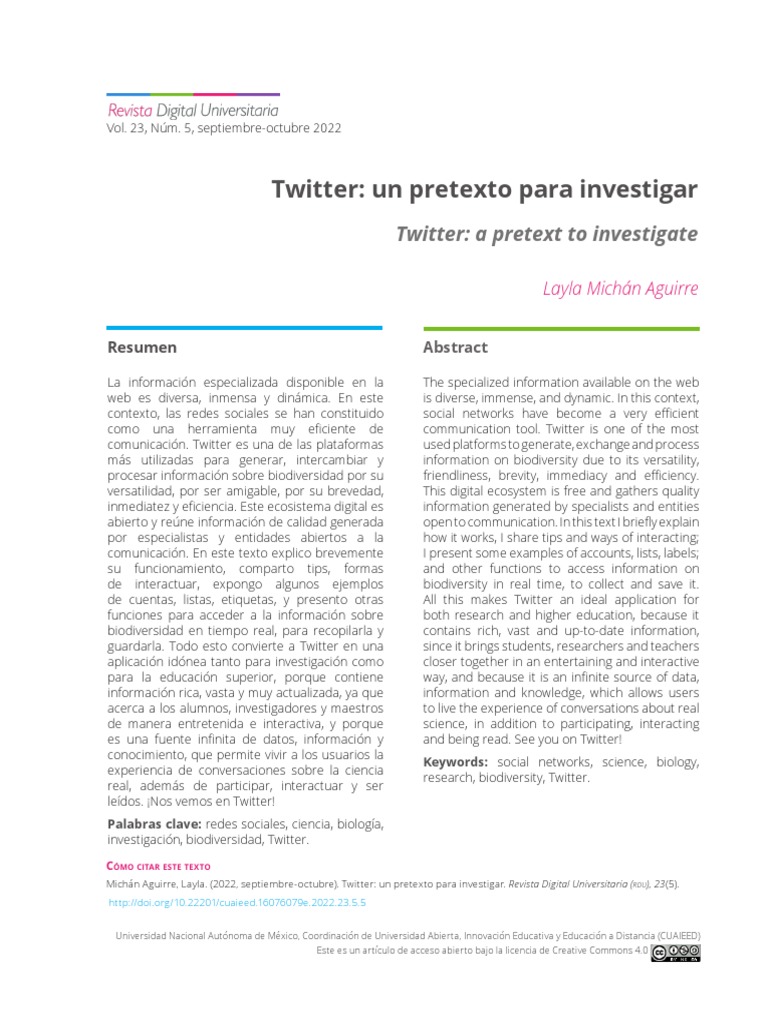 Twitter: Un Pretexto para Investigar: Twitter: A Pretext To Investigate ...