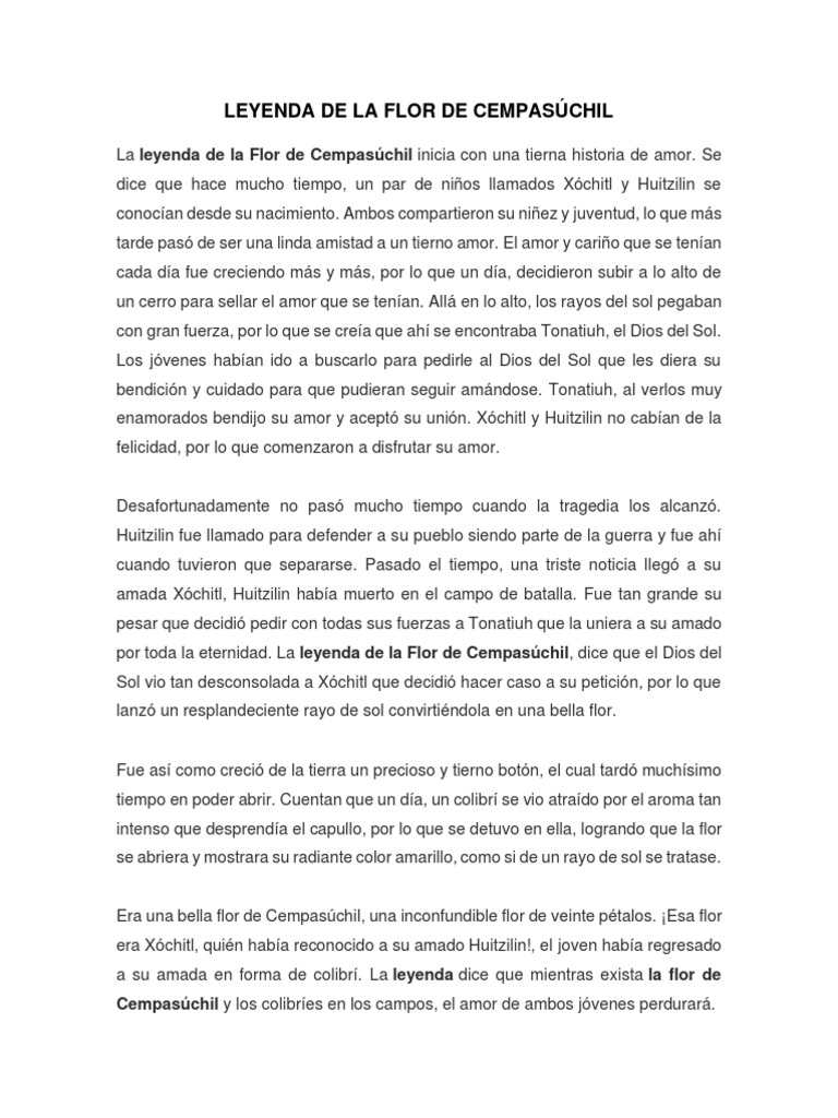 Leyenda de la Flor de Cempasúchil | PDF | Religión y espiritualidad