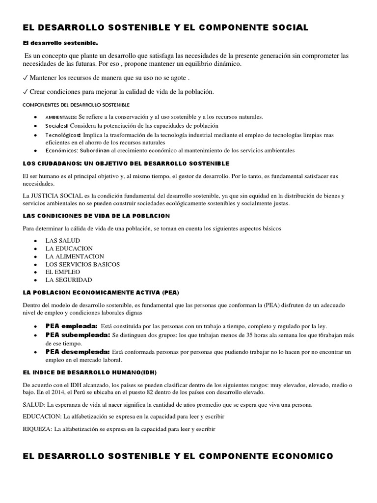 11el Desarrollo Sostenible y El Componente Social | PDF ...