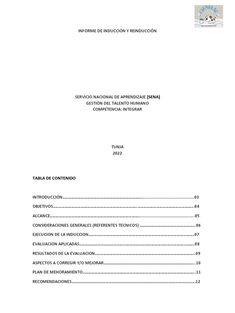 Informe Induccion y Reinduccion | PDF | Razonamiento inductivo | Business