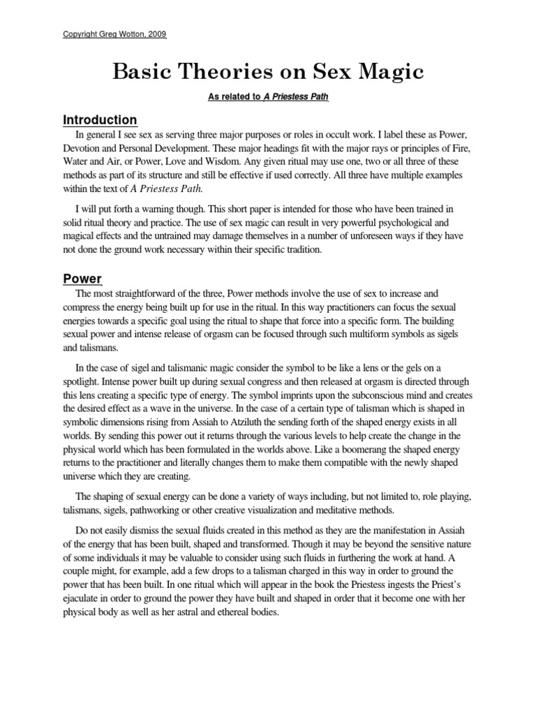 Basic Theories On Sex Magic Greg Wotton Pdf Thelema Wicca