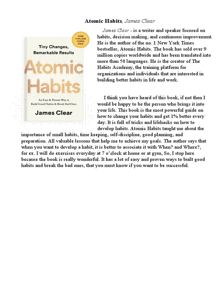 Atomic Habits | PDF | Cognition | Psychological Concepts
