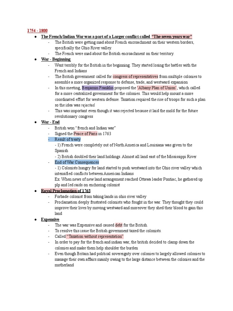 APUSH - UNIT 3 - Review | PDF | American Revolution | British ...