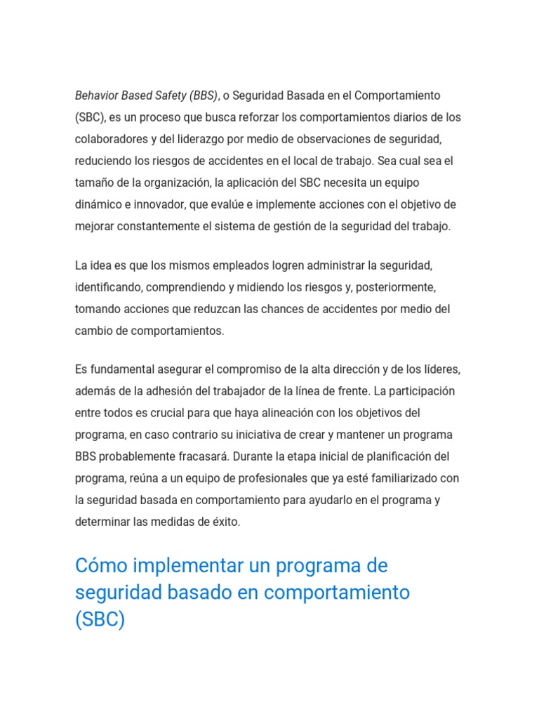 Behavior Based Safety | PDF