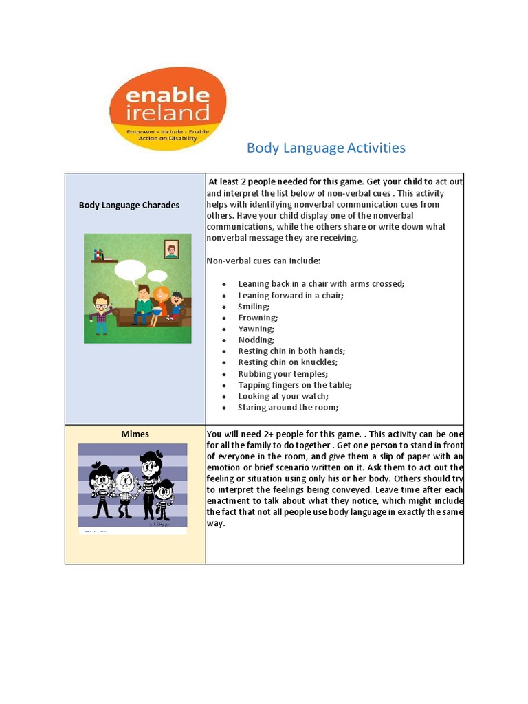 Body Language Activities | PDF | Nonverbal Communication | Body Language
