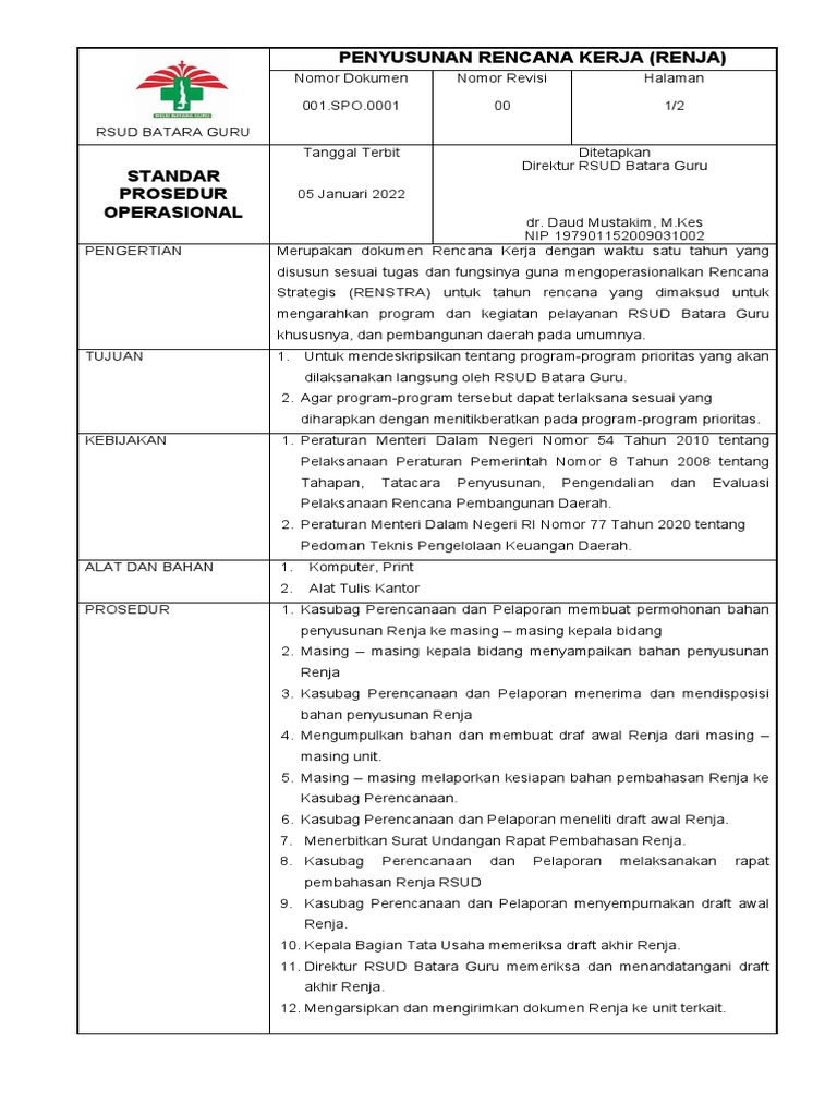 Format SPO RSUD BATARA GURU | PDF
