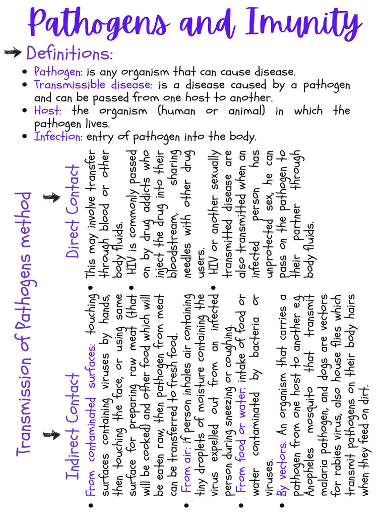 Pathogens and Imunity Notes | PDF | Pathogen | Diseases And Disorders