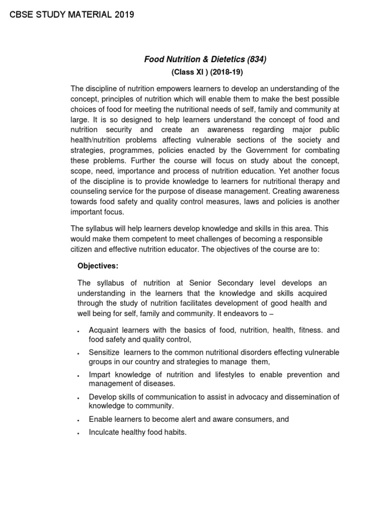Nutrition & Dietetics Course Guide | PDF | Malnutrition | Nutrients