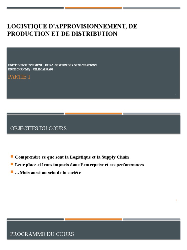 Cours de Logistique IAE Licence 3 V1 | PDF | Logistique | Gestion de processus