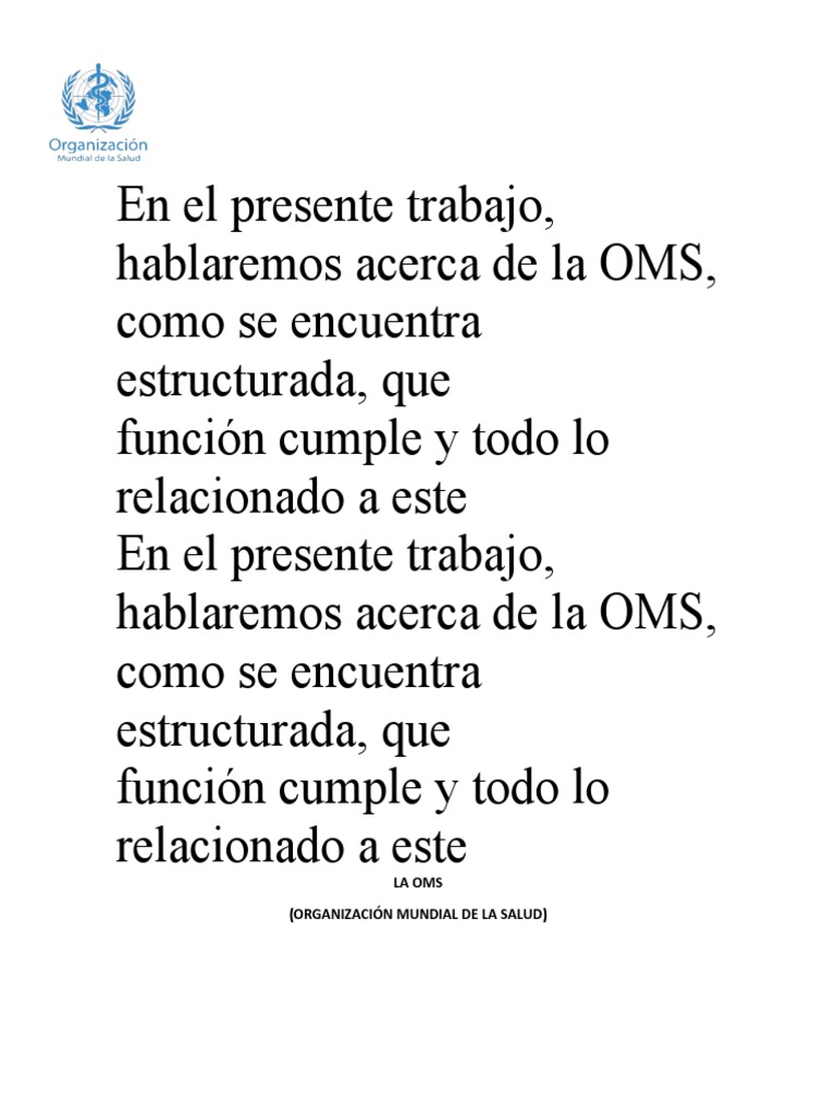 La Oms | PDF | Organización Mundial de la Salud | Naciones Unidas