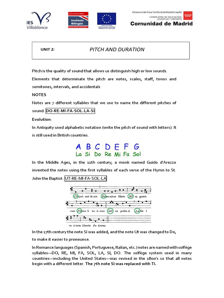 Unit 2 Pitch and Duration | PDF | Clef | Scale (Music)