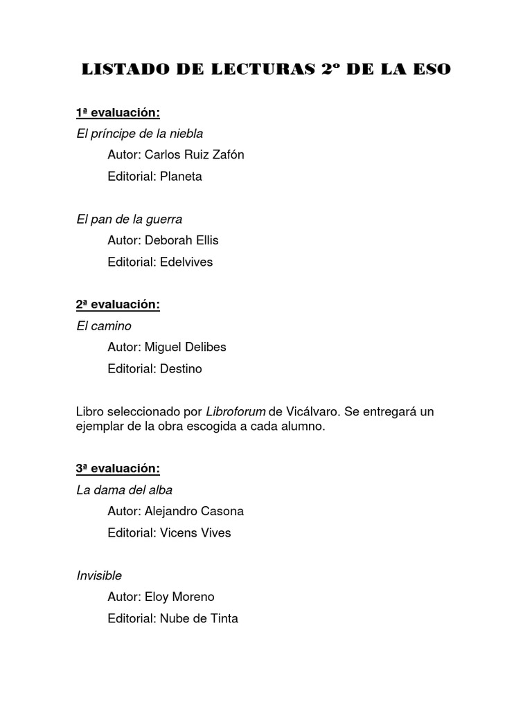 Lecturas 2 ESO | PDF