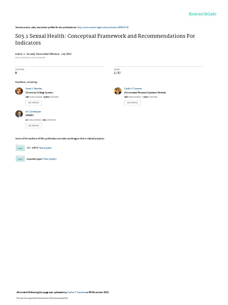 S031 Sexual Health Conceptual Framework and Recomm | PDF | Sexually Transmitted Infection | Violence