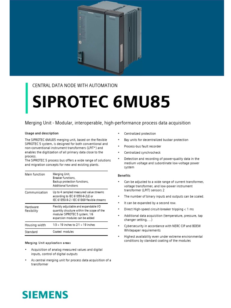 Siprotec 6mu85 Profile | PDF | Computer Network | Computer Engineering