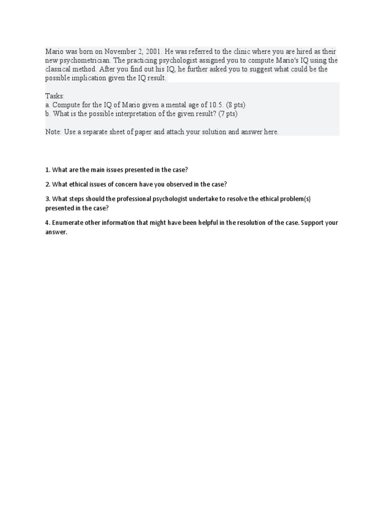 Maria Case Quiz 1 | PDF