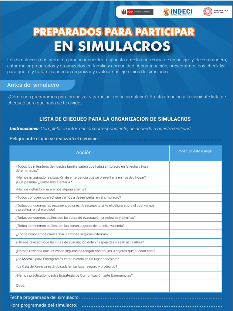 Check List - Simulacros | PDF