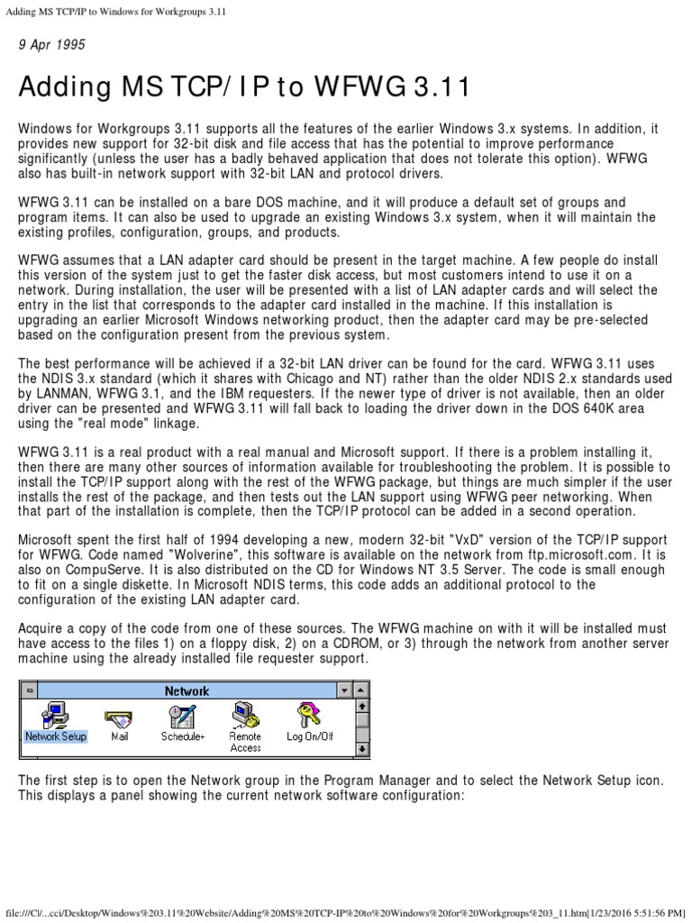 Adding TCP-IP To Windows For Workgroups 3.11 | PDF | Ip Address ...