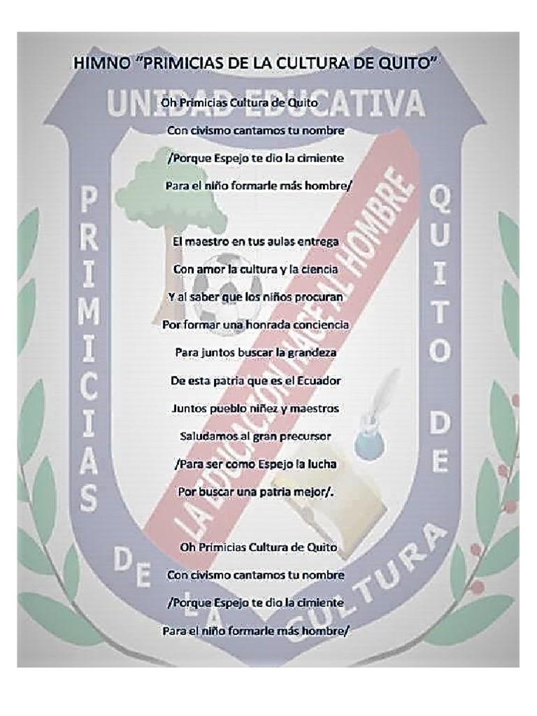 Himno Primicias de La Cultura de Quito | PDF