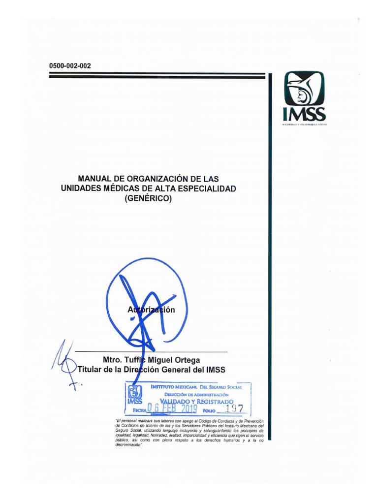 Manual de Organizacion de Um Generico Imss | PDF | Federación | Medicina