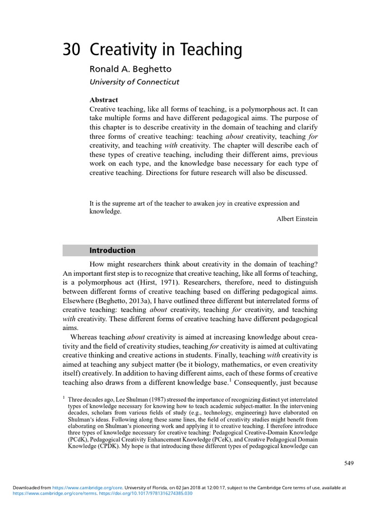 Creativity in Teaching | PDF | Teaching Method | Creativity