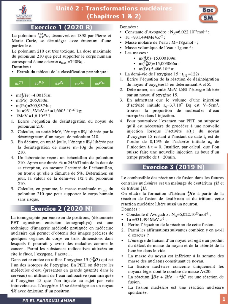 Série Unité Nucléaire | PDF | Noyau atomique | Radioactivité