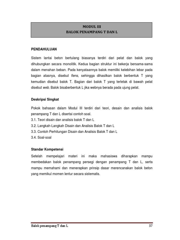 Bahan Beton Perencanaan Balok T-L | PDF