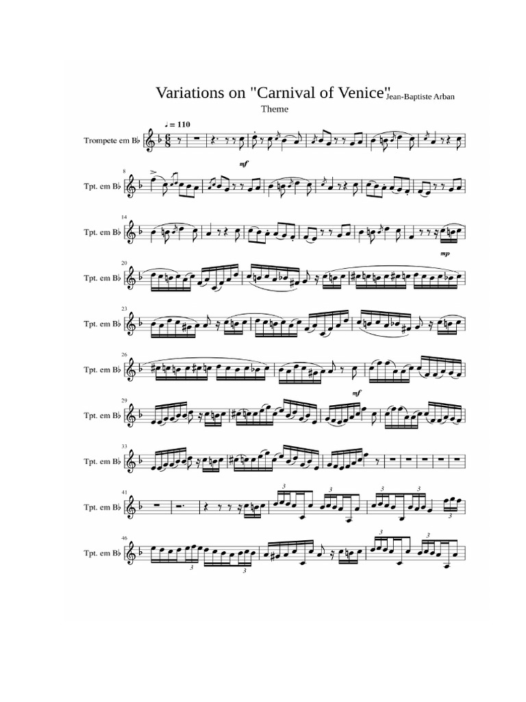 Variations On Carnival of Venice-Original-Trumpet | PDF