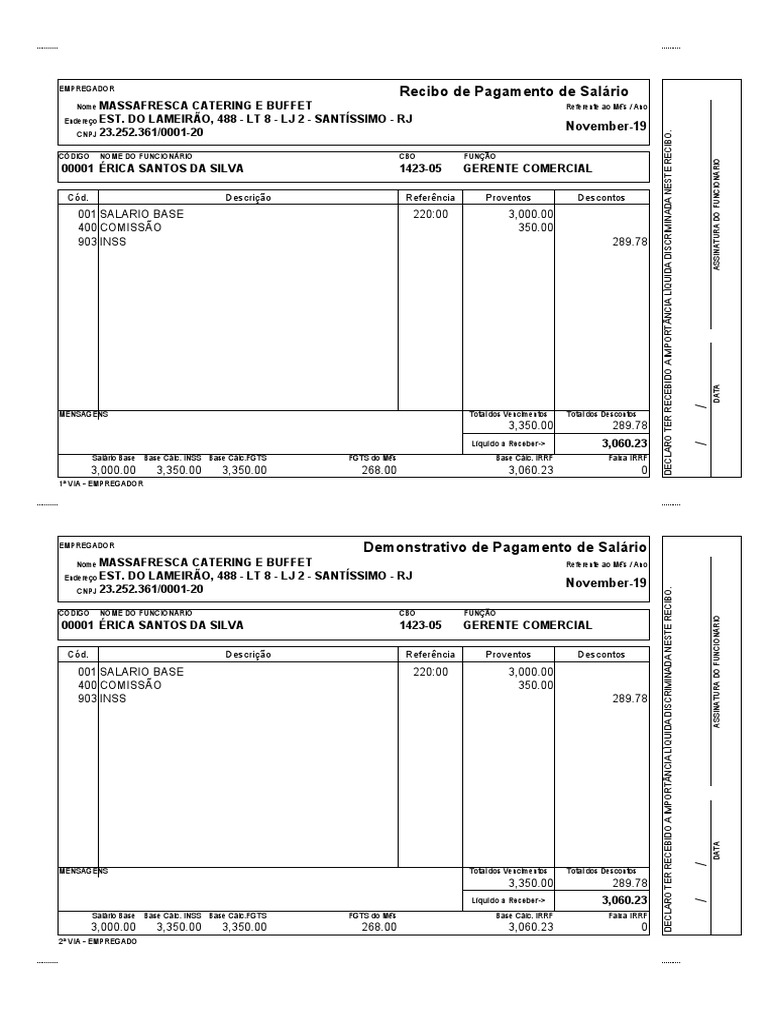 Modelo Holerite 02 | Download grátis PDF | Salário | Comportamento organizacional