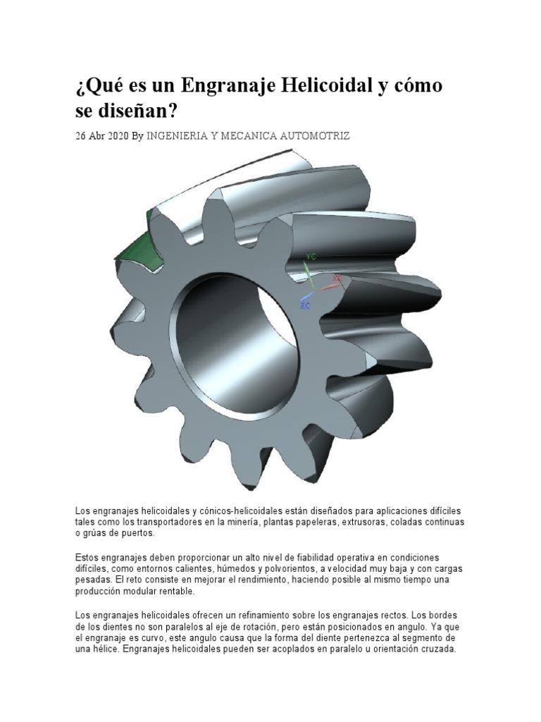 Engrane Helicoidal | PDF | Engranaje | Mecánica
