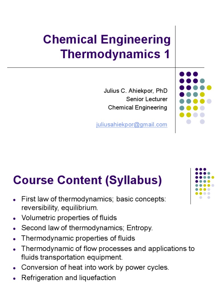 Thermodynamics Course Syllabus | PDF | Heat | Entropy