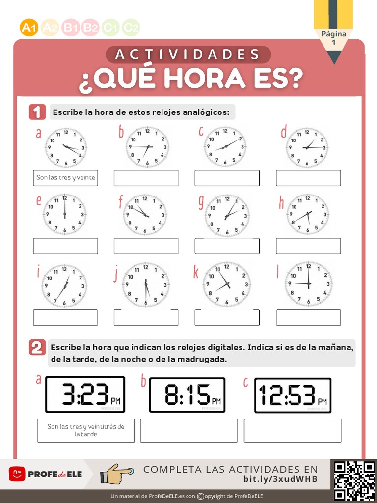 Atividade De Espanhol Descargar Gratis Pdf Reloj Horología