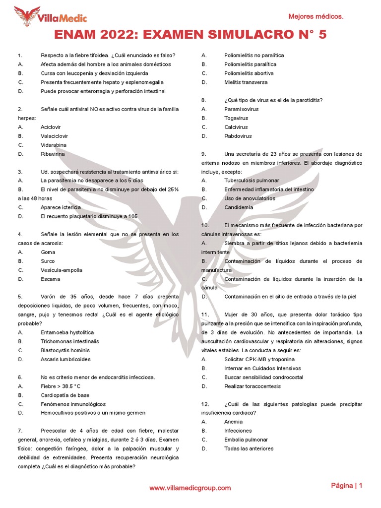 ENAM 2022 - Examen Simulacro 5 | PDF | Cáncer colonrectal | Tuberculosis