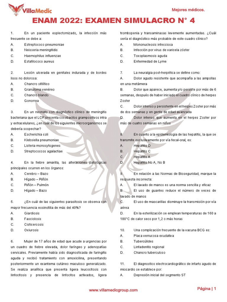 ENAM 2022 - Examen Simulacro 4 | PDF | Insuficiencia cardíaca | Infarto de miocardio