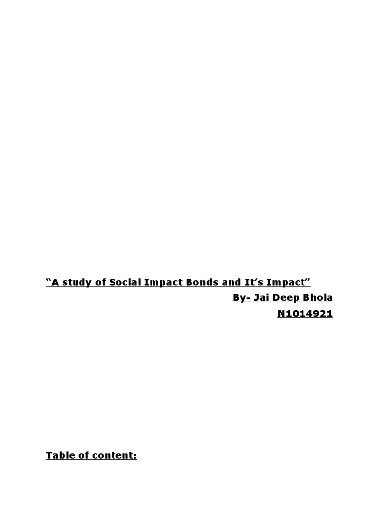 Social Impact Bonds and Its Impacts | PDF | Economies