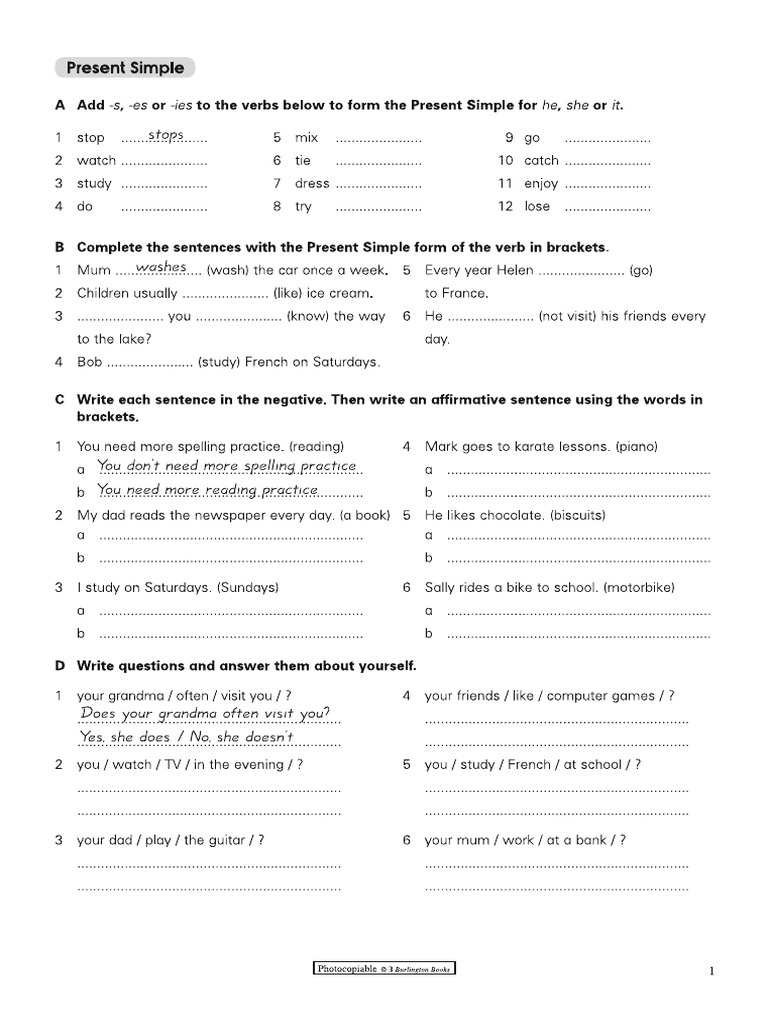 Present Simple 2 | PDF