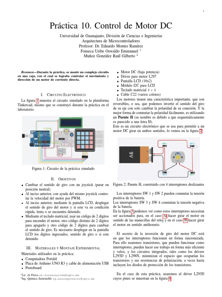 Arquitectura de Microcontroladores PR Ctica 10 | PDF | Arduino | Corriente continua