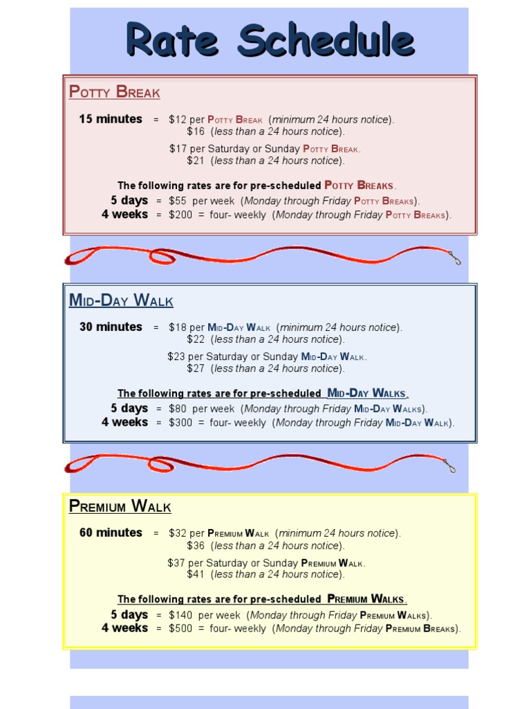 Pet Care Rate Schedule and Services | PDF