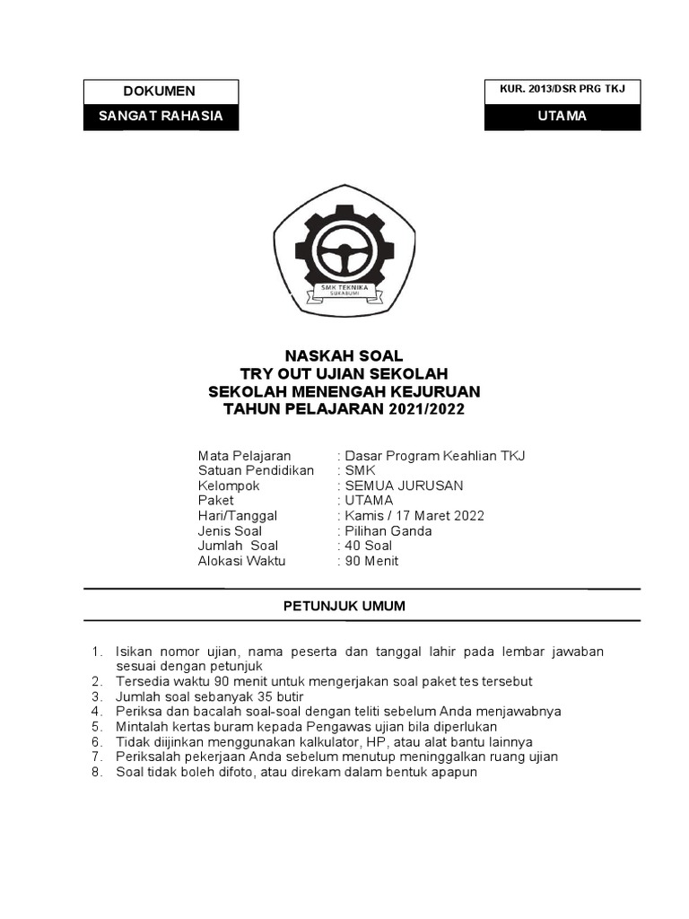 Naskah Soal Tryout TKR | PDF