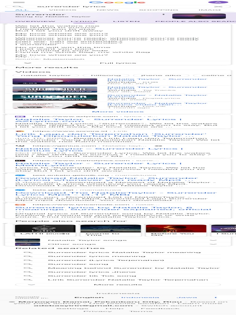 Surrender Lyrics Google Search Pdf