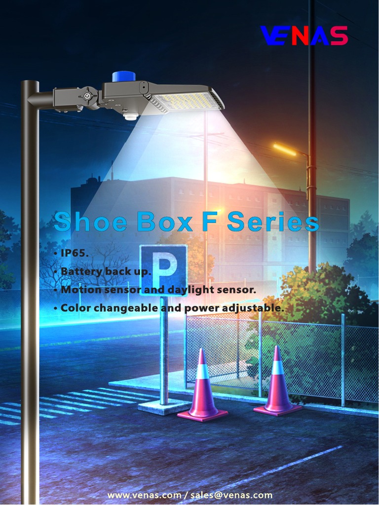Shoe Box F Series IP65 Rated Outdoor LED Area Light Featuring Motion ...