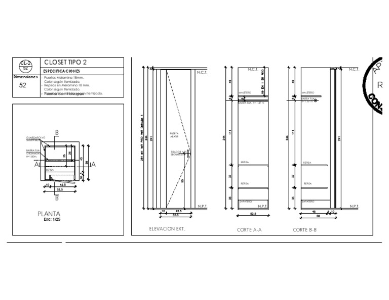 Detalle Closet Tipo CL-2 | PDF