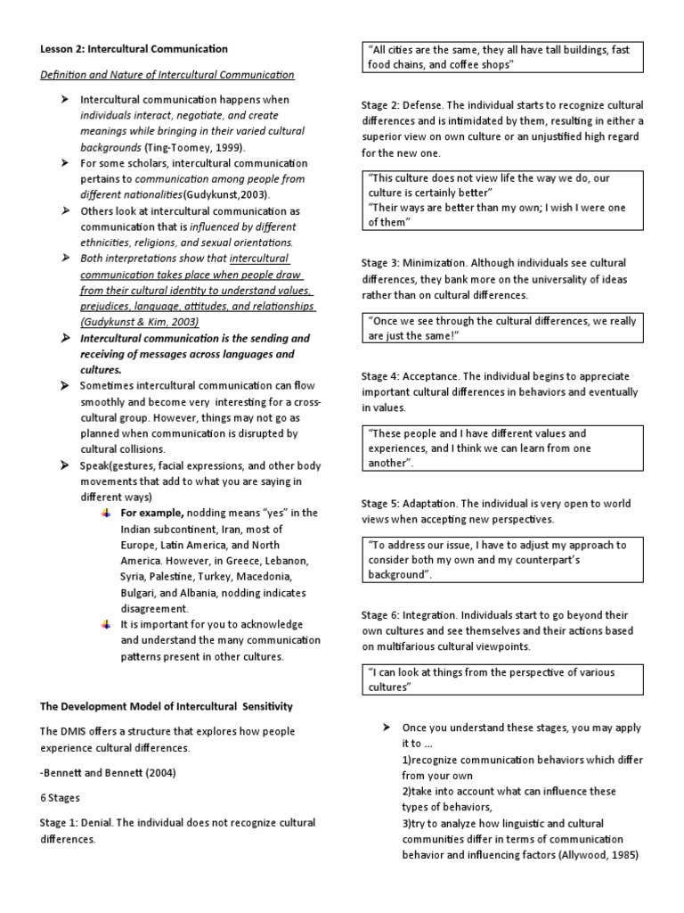 Lesson 2 INTERCULTURAL COM | PDF | Communication | Cross Cultural Communication