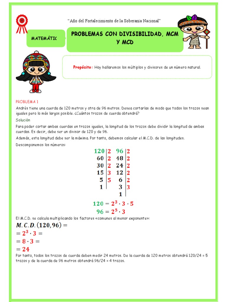 4°act-Jueves-Matemát-Problemas Con Divisibilidad MCM y MCD | PDF ...