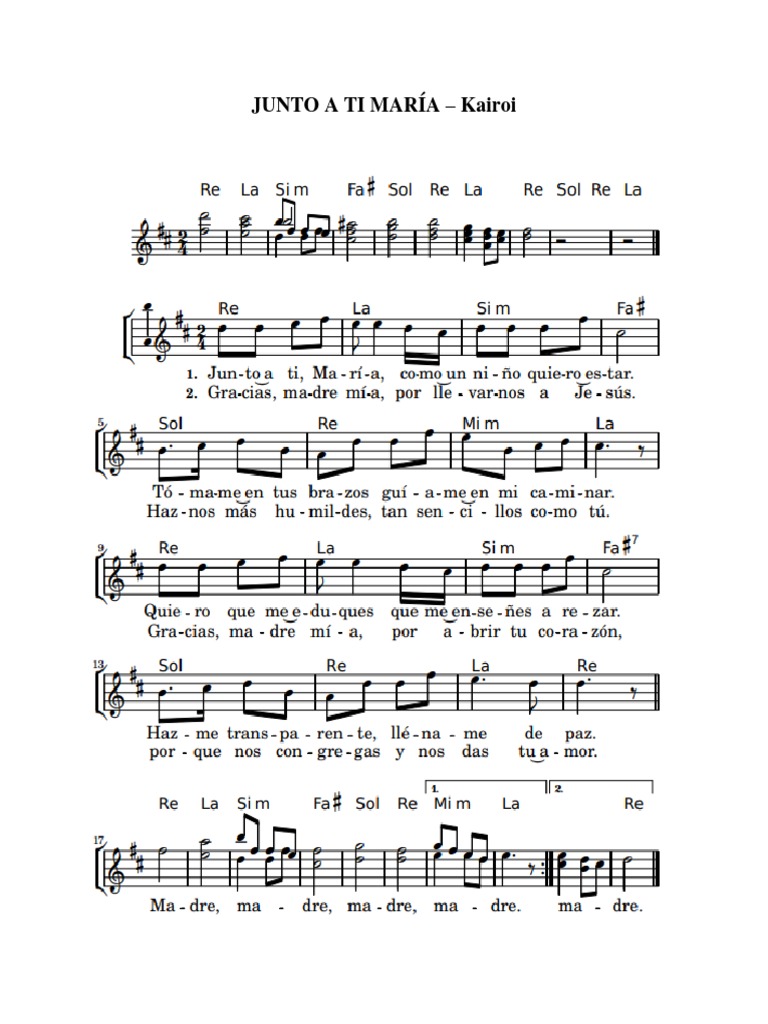 Junto A Ti Maria Partitura | PDF