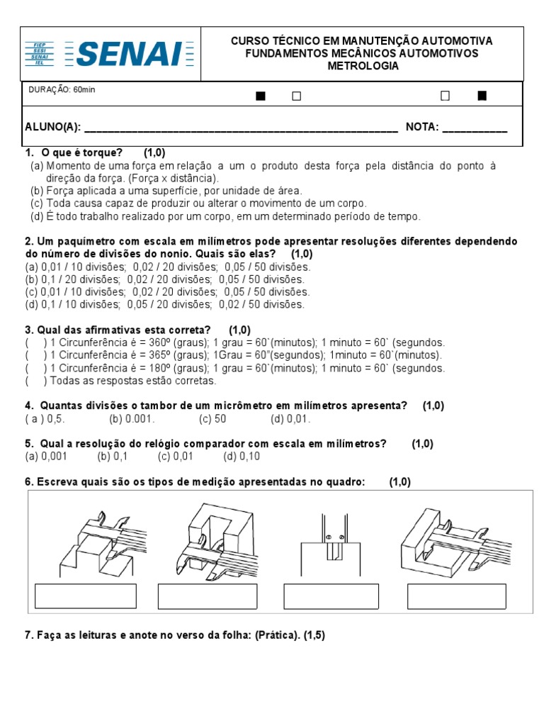 Prova de Metrologia | PDF