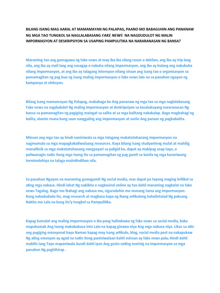 Essay in Filipino 11-WPS Office | PDF